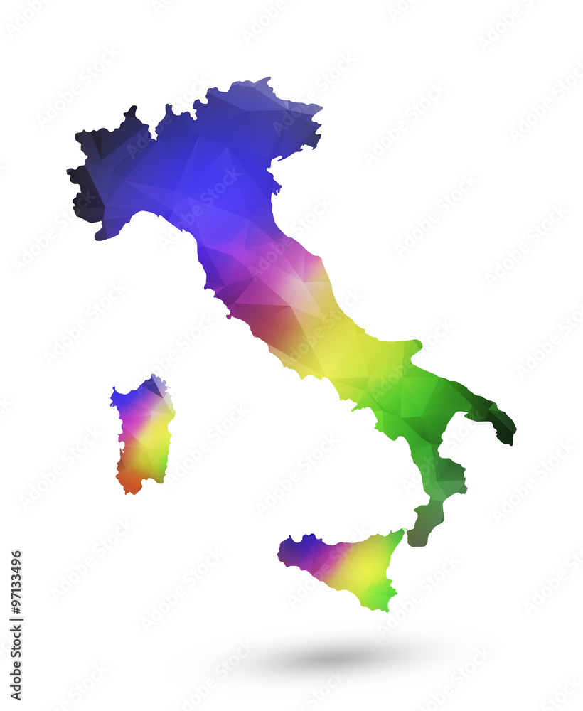 Rainbow color map of Italy with geometric design Stock Vector | Adobe Stock