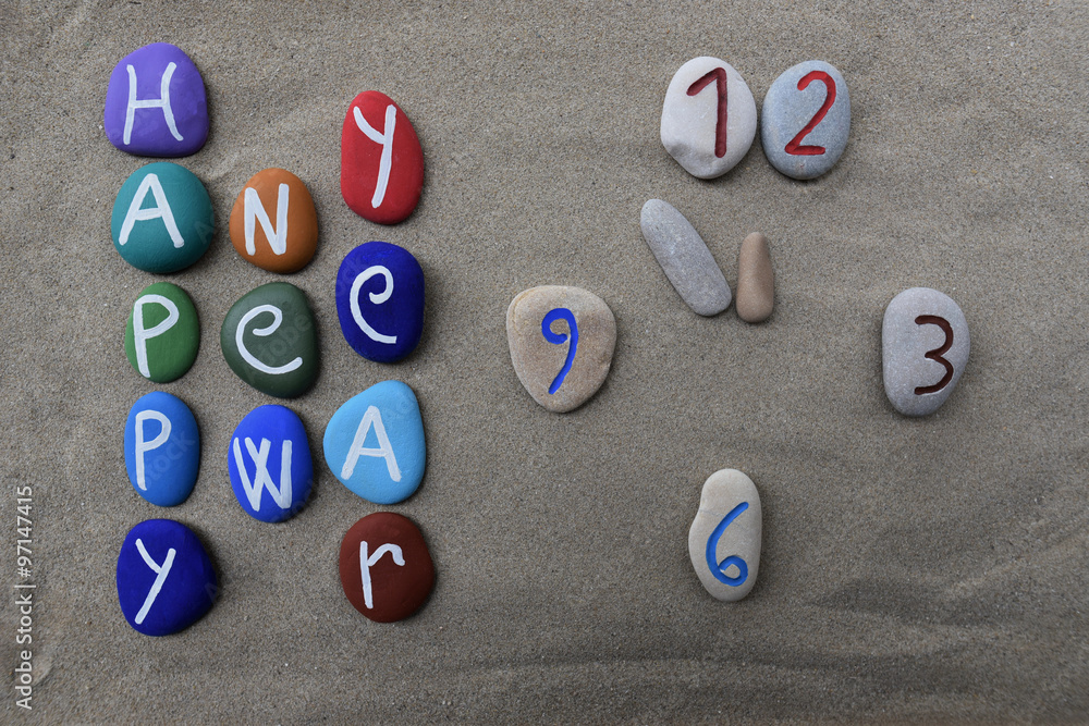 Happy New Year, stones composition with the last year minutes concept ...