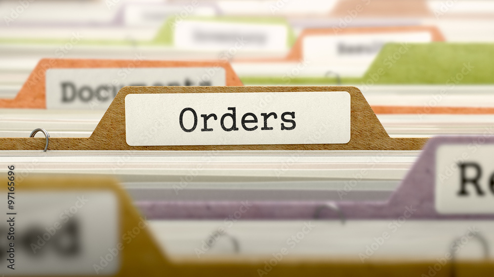 File Folder Labeled as Orders. Stock-Illustration | Adobe Stock