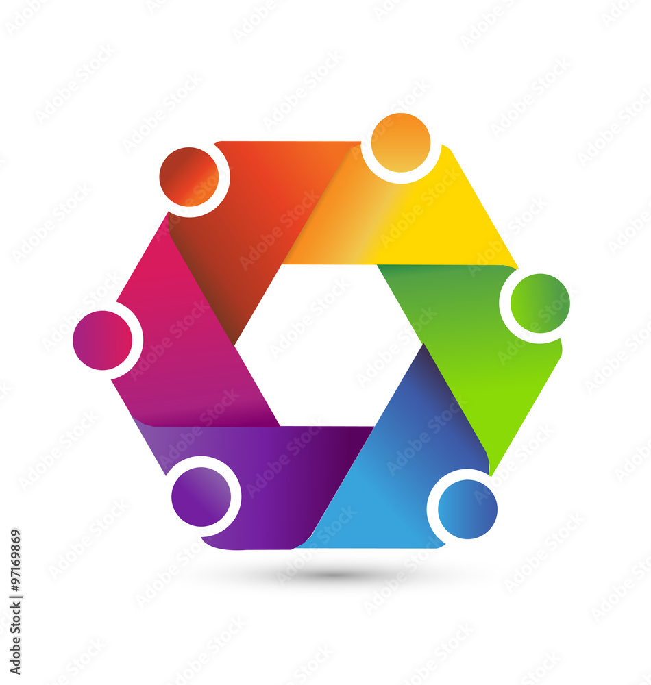Teamwork hug friends logo symbol of union vector icon Stock Vector ...