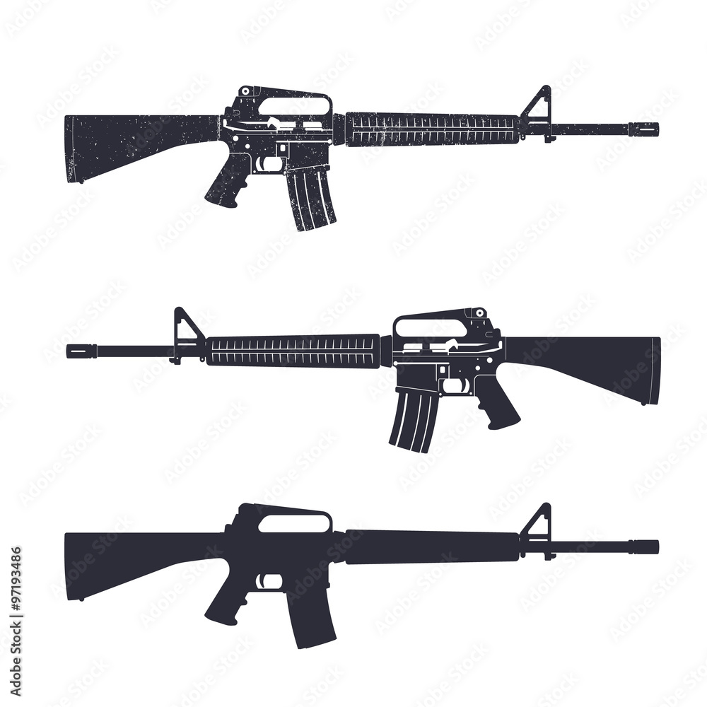 M16 assault rifle, 5.56 mm automatic gun, vector illustration Stock ...