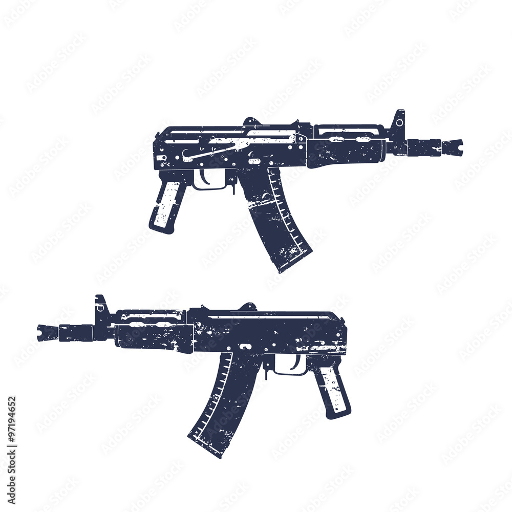 Soviet automatic carbine, shortened assault rifle, russian gun, vector ...
