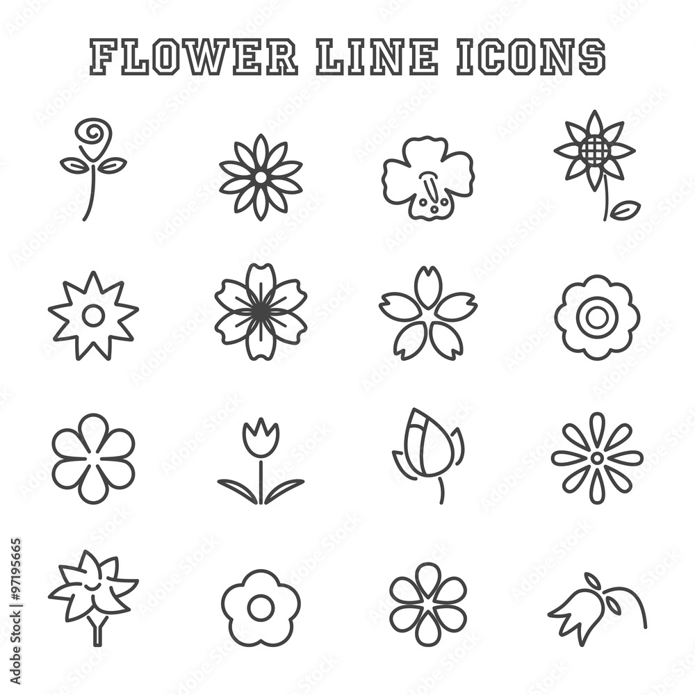 flower line icons Stock Vector | Adobe Stock