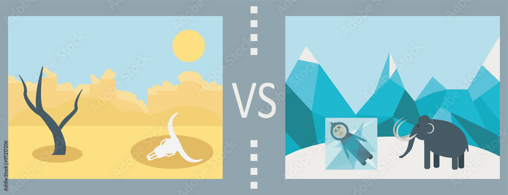 Scenarios of the future climate: global warming vs ice age Stock Vector ...