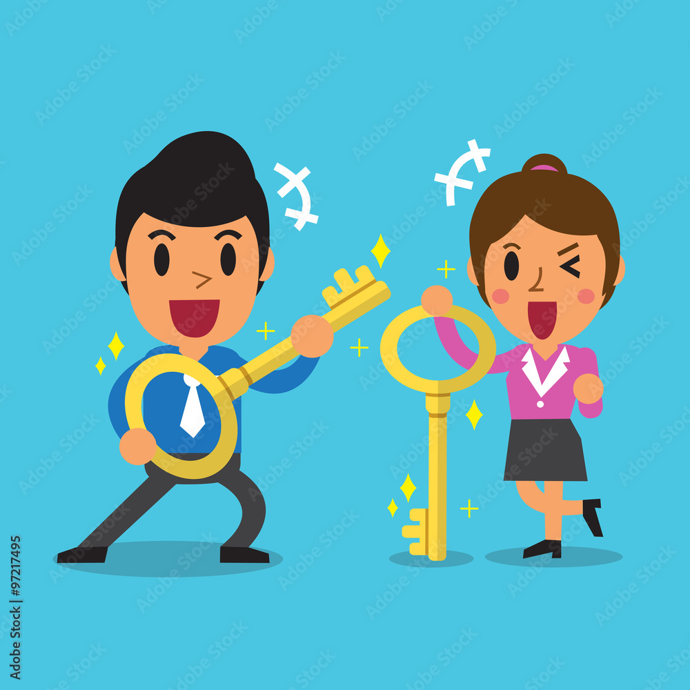 Cartoon business people with keys Stock Vector | Adobe Stock