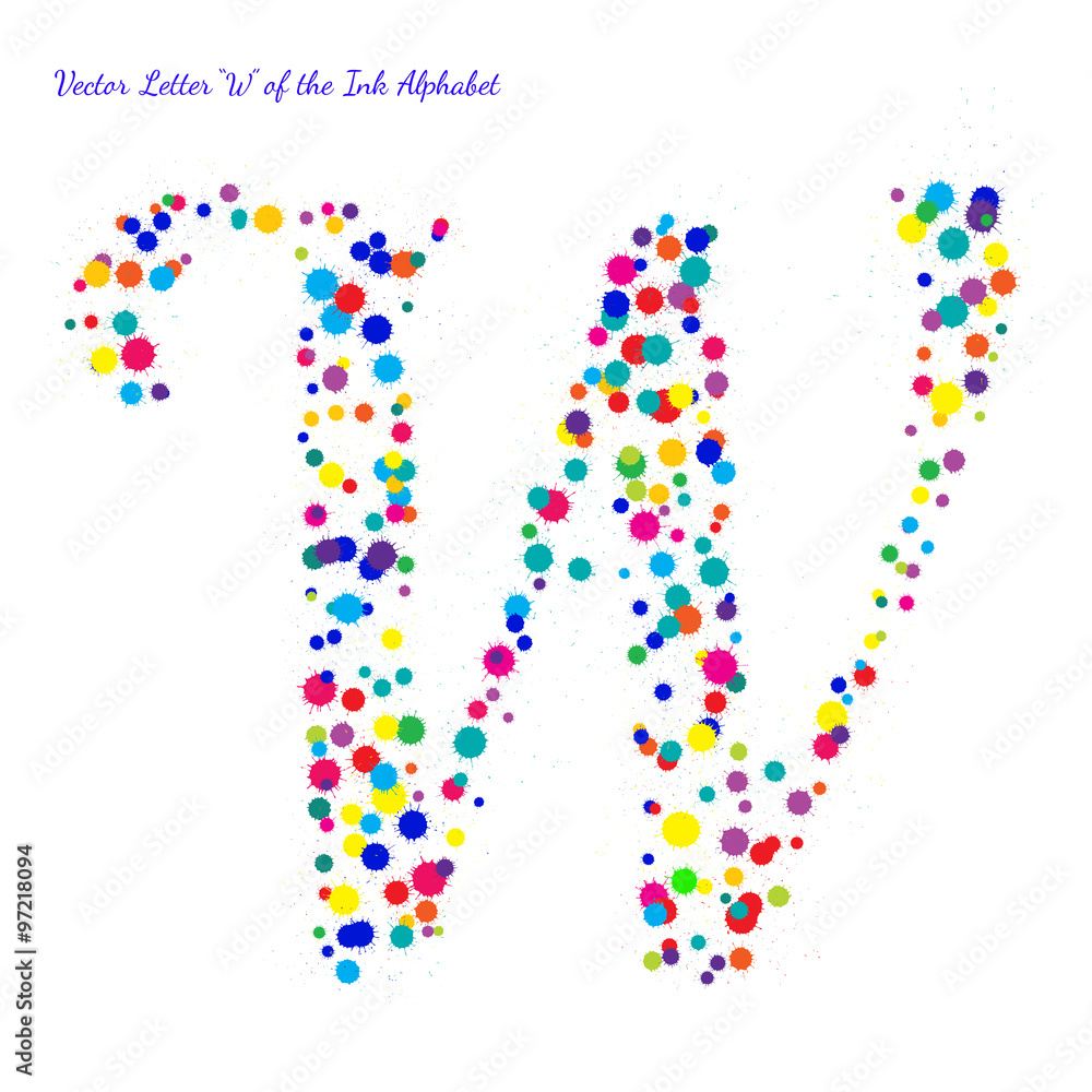 Vector Letter W from Bright Color Ink Blots with Splashes Stock Vector ...
