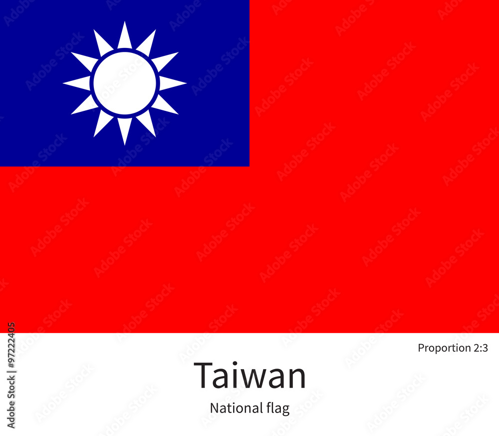 National flag of Taiwan with correct proportions, element, colors Stock ...