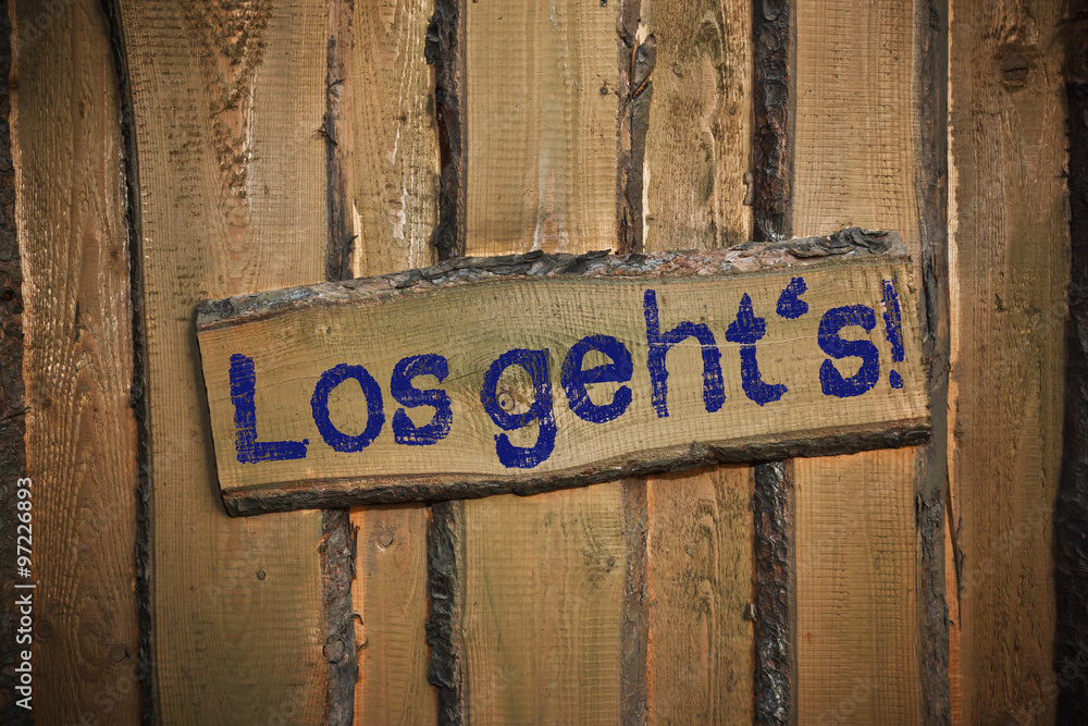 Holztafel - Los geht`s! Stock-Foto | Adobe Stock