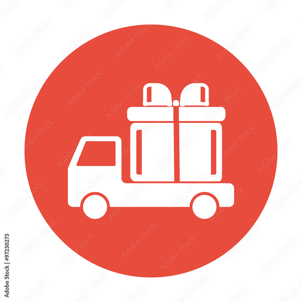 truck with a gift vector icon Stock Vector | Adobe Stock