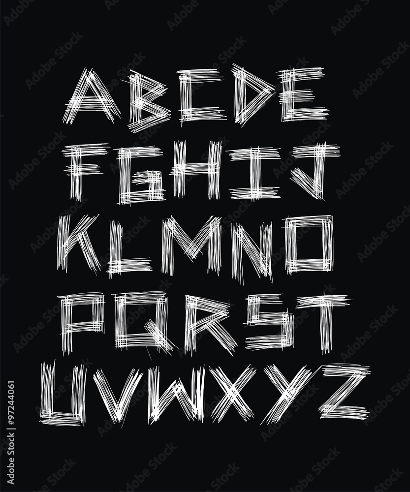 Scratched surface. Hand written alphabet. Vector Stock Vector | Adobe Stock