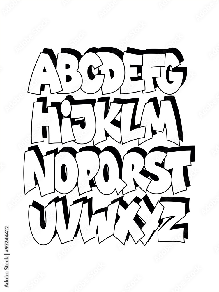 Cartoon comic graffiti font alphabet. Vector Stock Vector | Adobe Stock