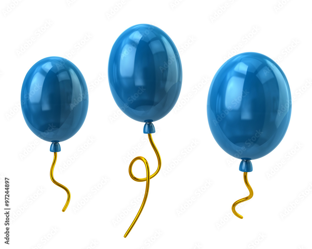 Illustration of blue balloons isolated on white Stock Illustration ...