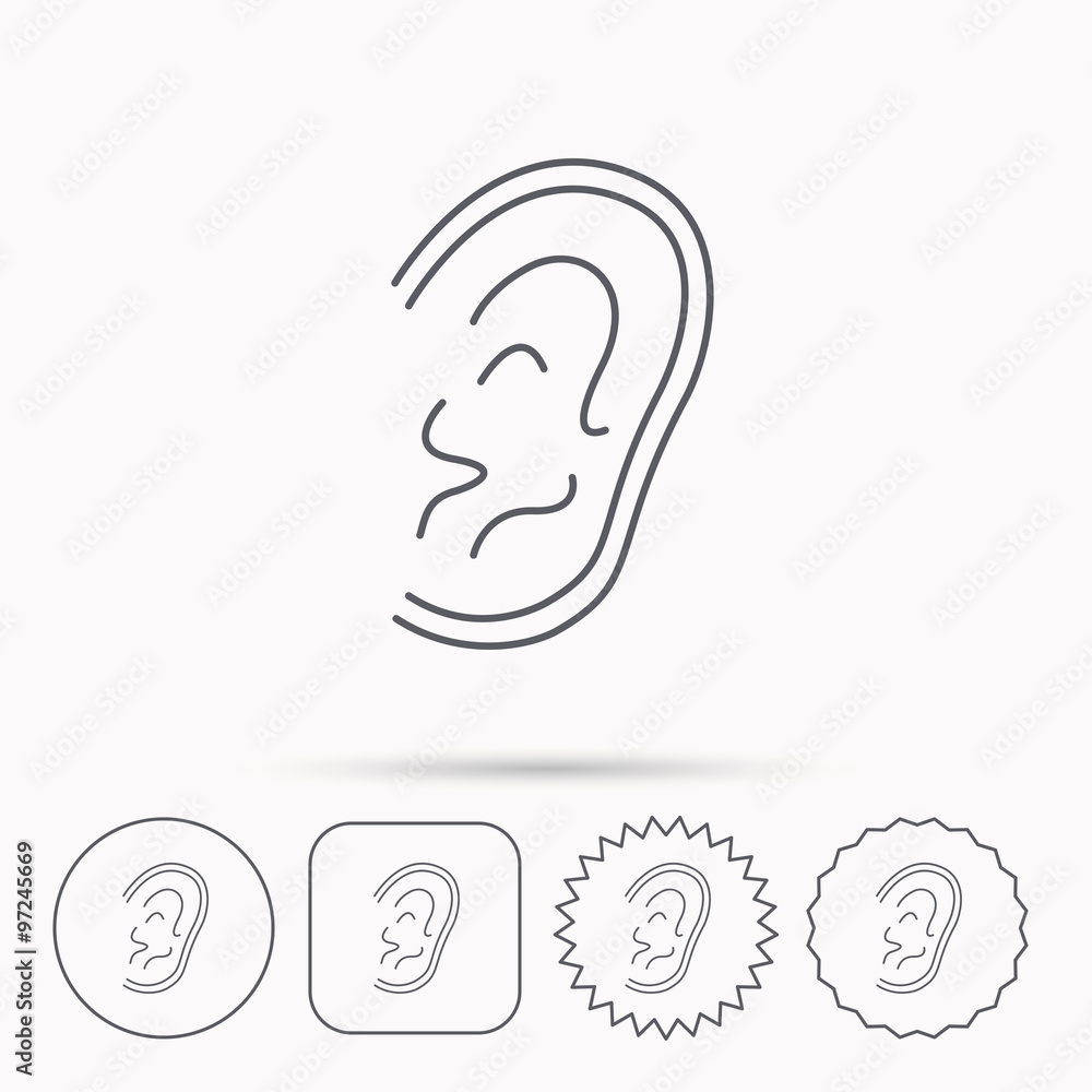 Ear icon. Hear or listen sign. Stock Vector | Adobe Stock