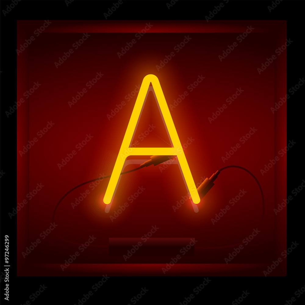 Realistic neon letter A vector illustration. Glowing font. Stock Vector ...