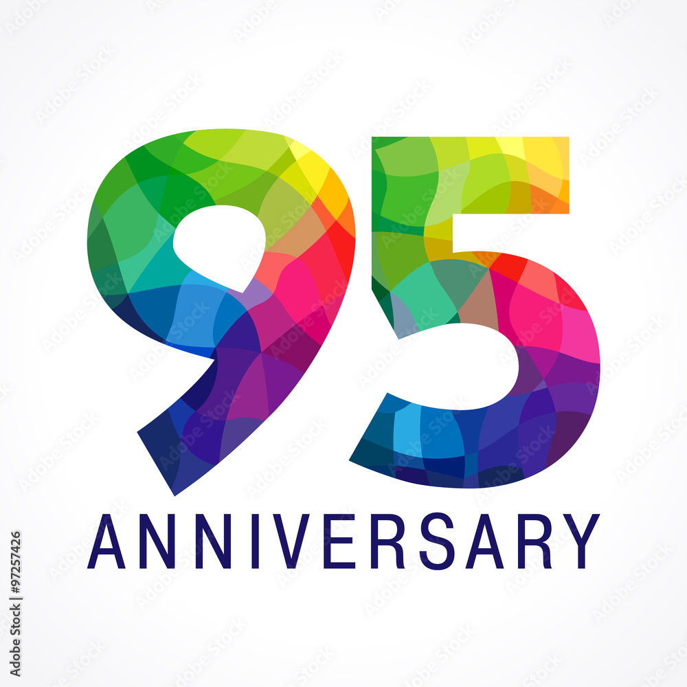 95 anniversary colored logo. The bright faceted logotype of 95th ...