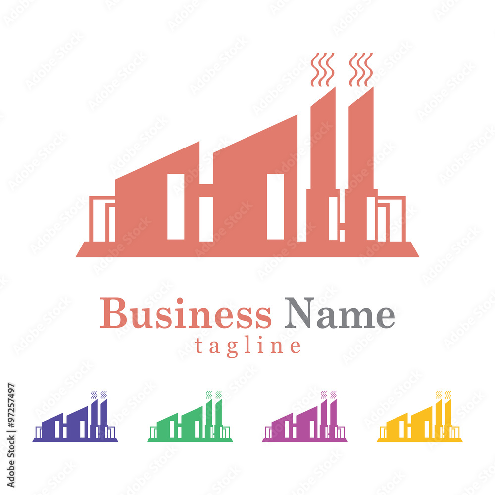 Industrial Building Icon Logo Vector With Five Colors Options Stock ...