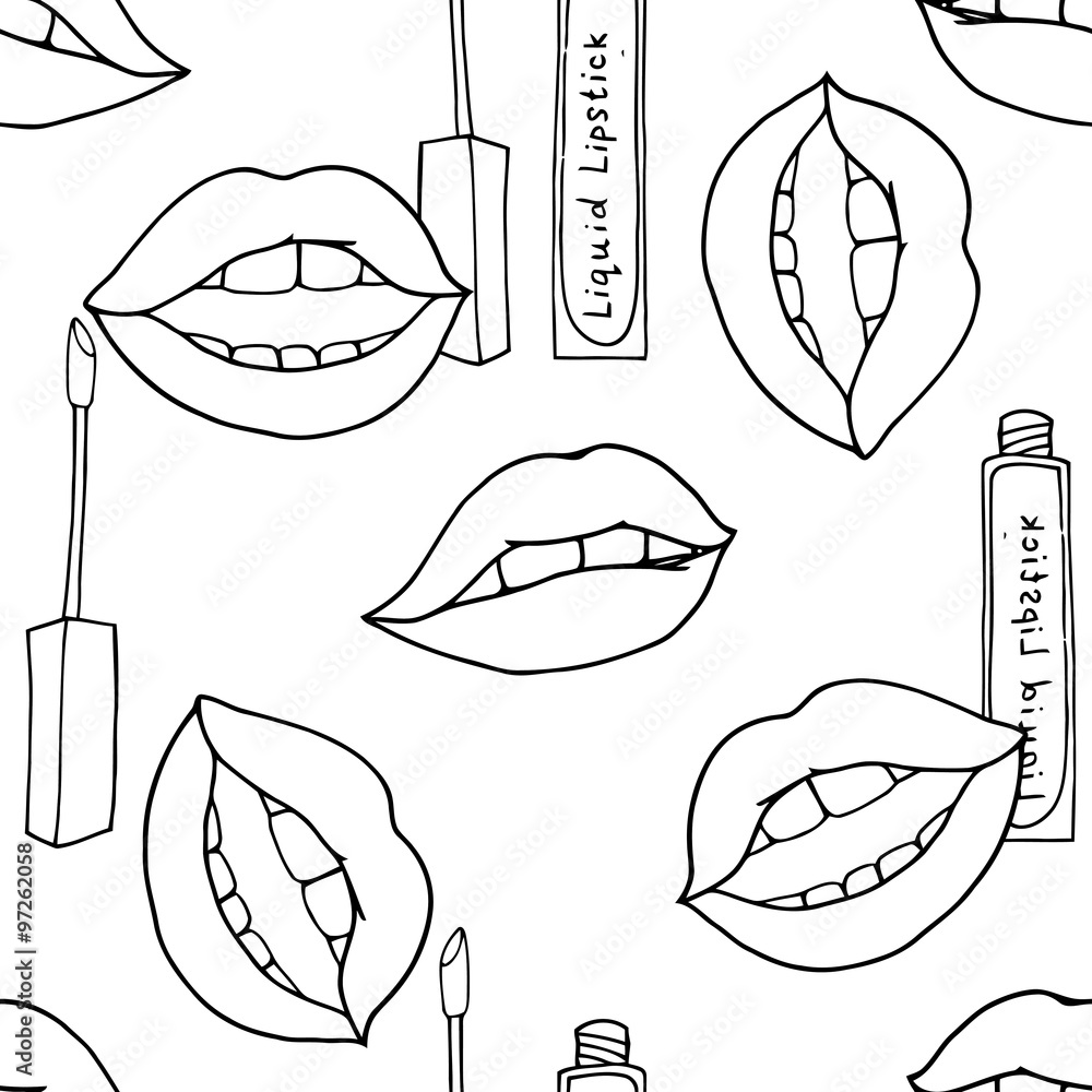 Makeup Seamless Pattern Stock Vector Adobe Stock