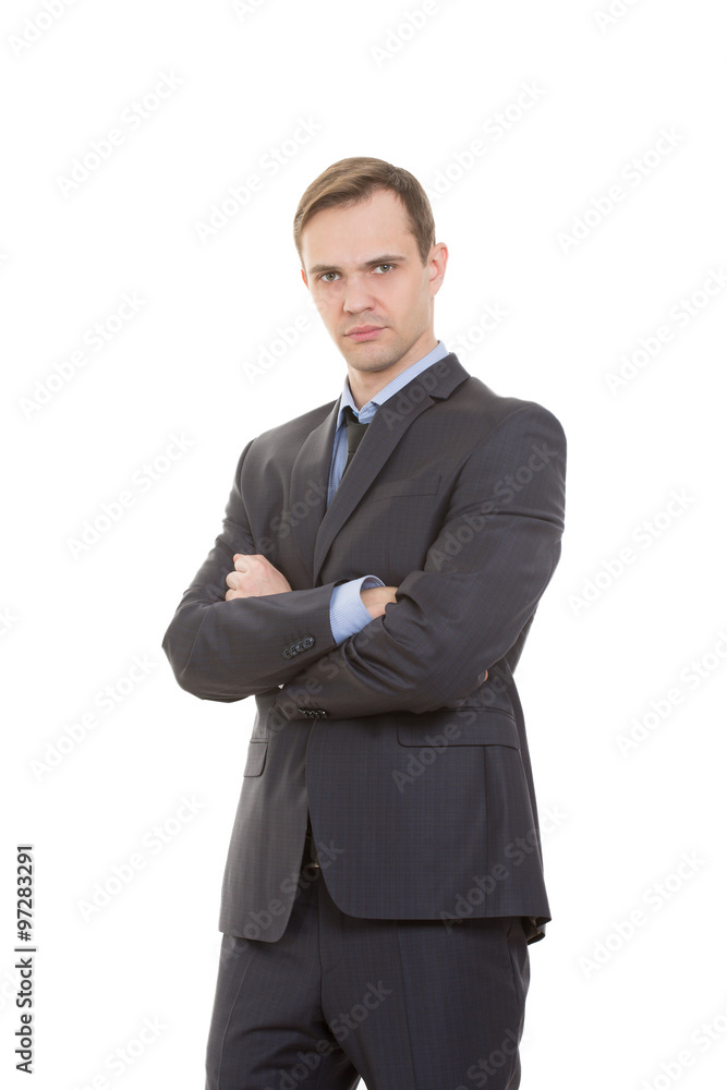 body language. man in business suit isolated white background. Training ...