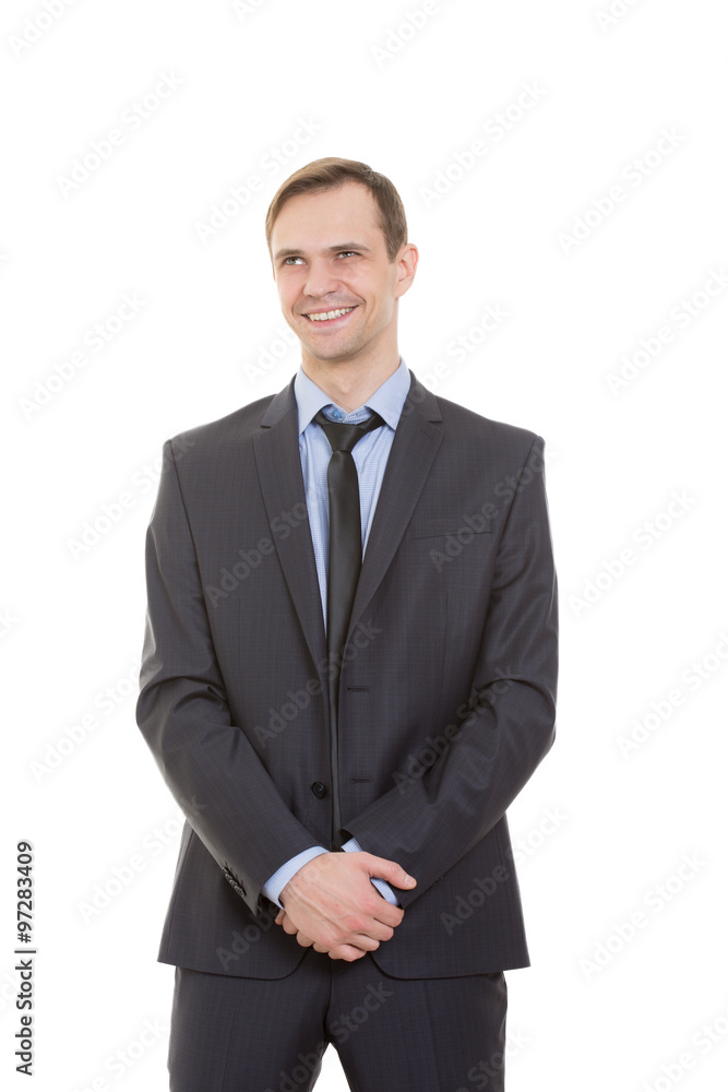 body language. man in business suit isolated white background. Training ...