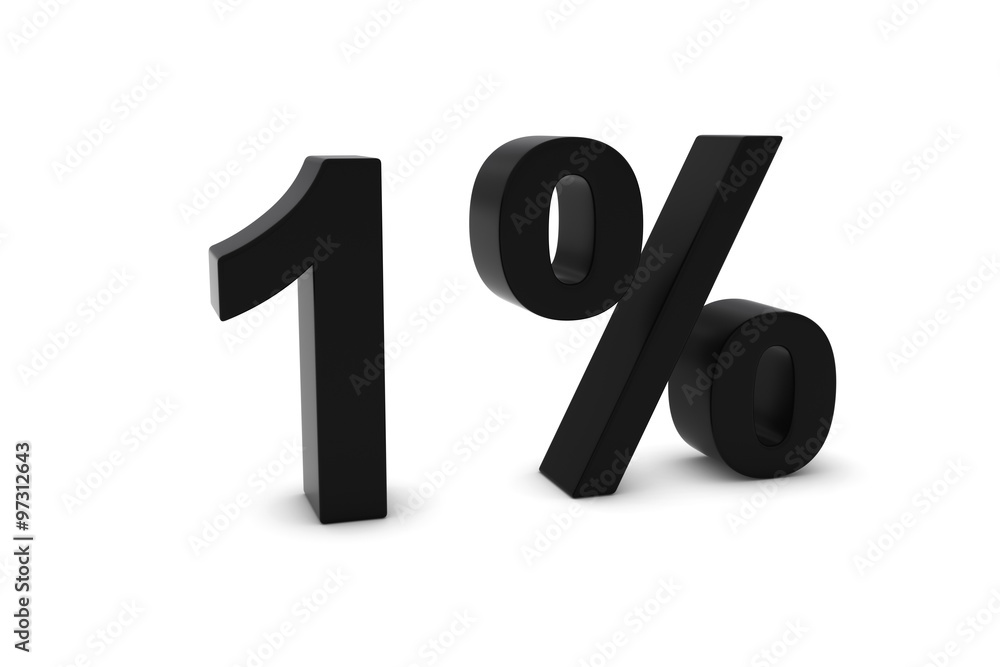 1% - One Percent Black 3D Text Isolated on White Stock Illustration ...