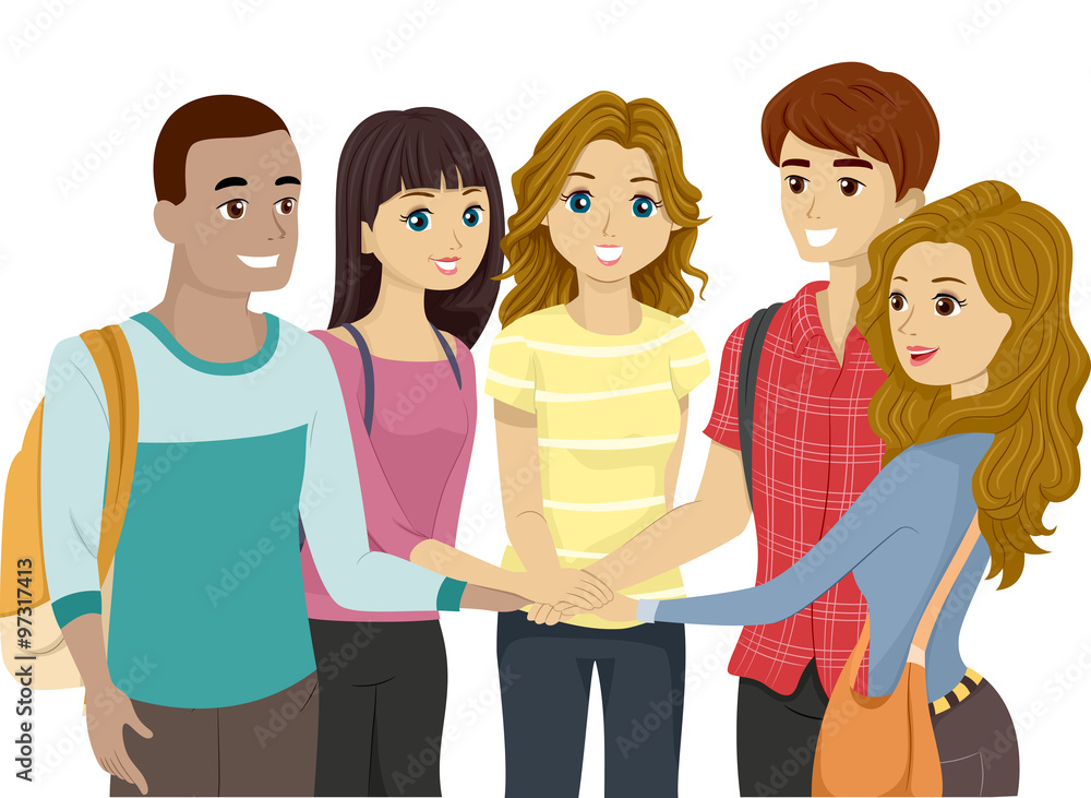 Teens Group Hands In Stock Vector | Adobe Stock