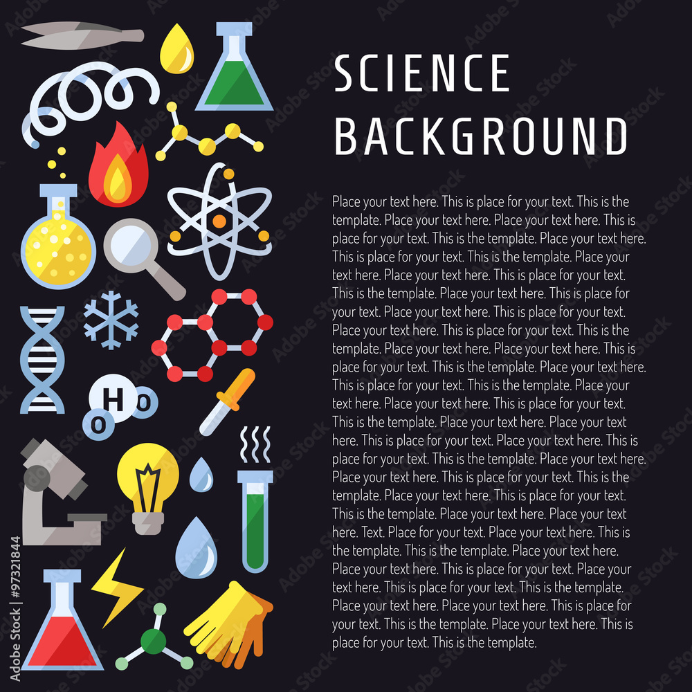 Science vector background. Chemistry, Physics and Biology. Modern flat ...