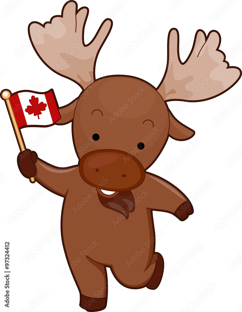 Mascot Moose Canada Flag Stock Vector | Adobe Stock