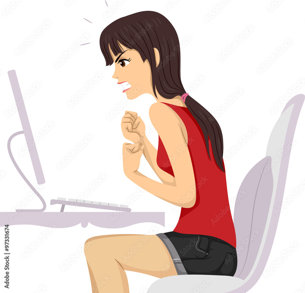 Teen Girl Angry Computer Troll Stock Vector | Adobe Stock