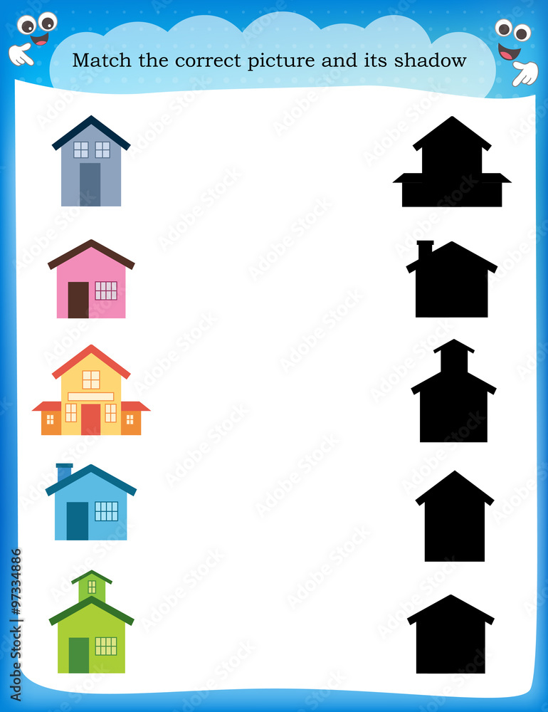 Worksheet recognizing shapes Stock Vector | Adobe Stock