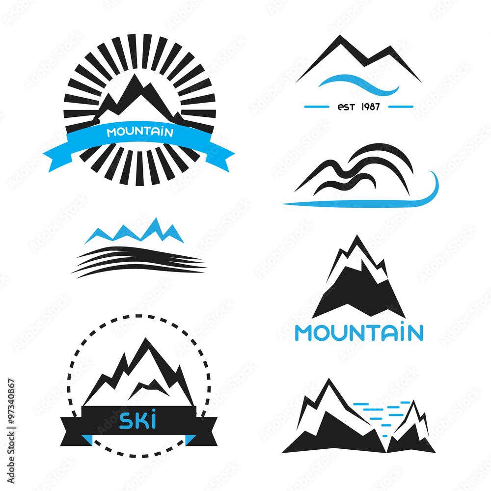 Mountain badge vector elements set. Logo concepts, brand identity ...