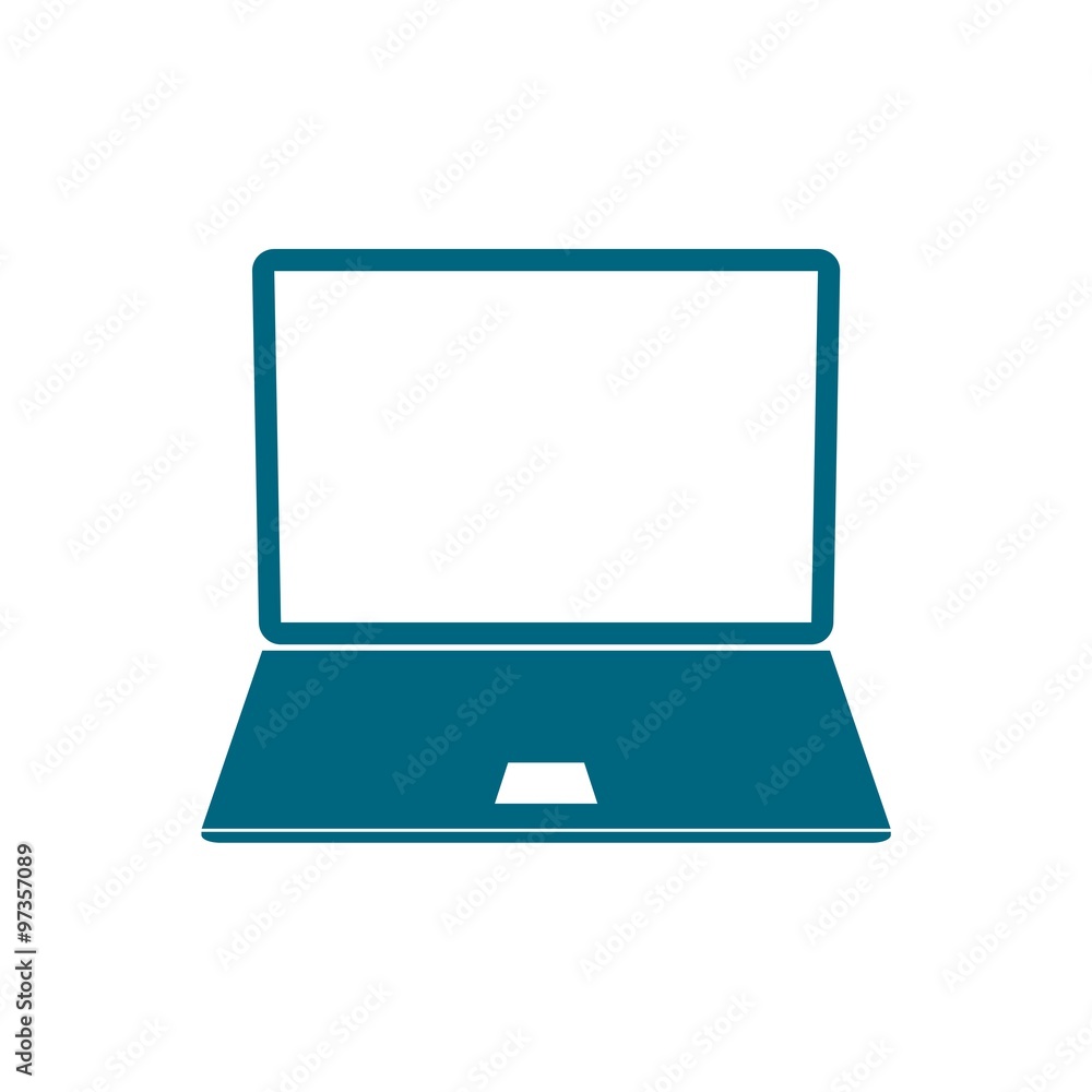 Laptop icon, vector illustration, Flat blue design style Stock Vector ...