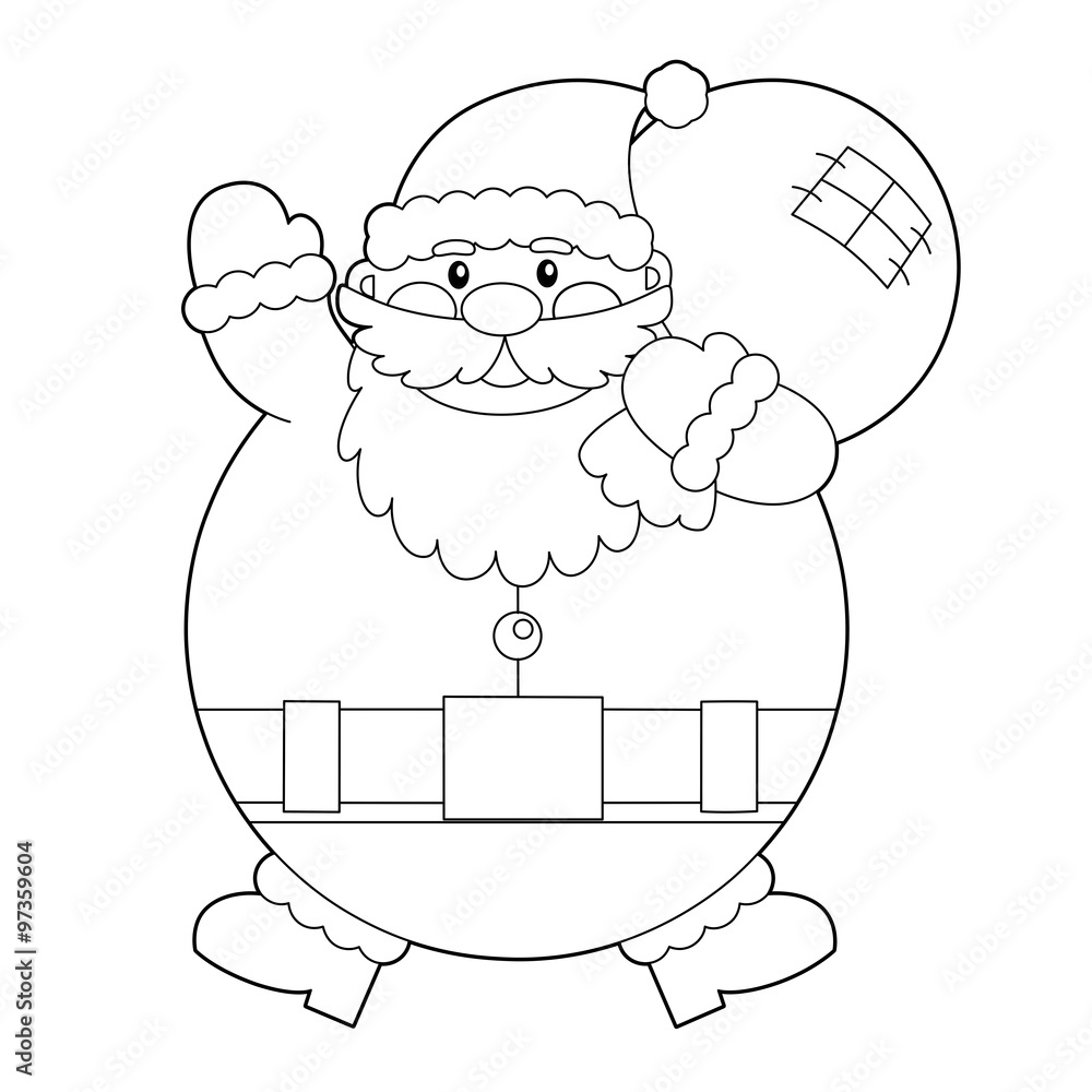 Cartoon santa claus - isolated - coloring page - illustration for the ...