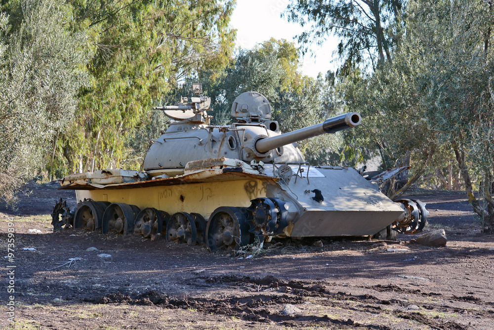 Syrian T 55 Soviet Made After The Fighting With Israel Stock Photo