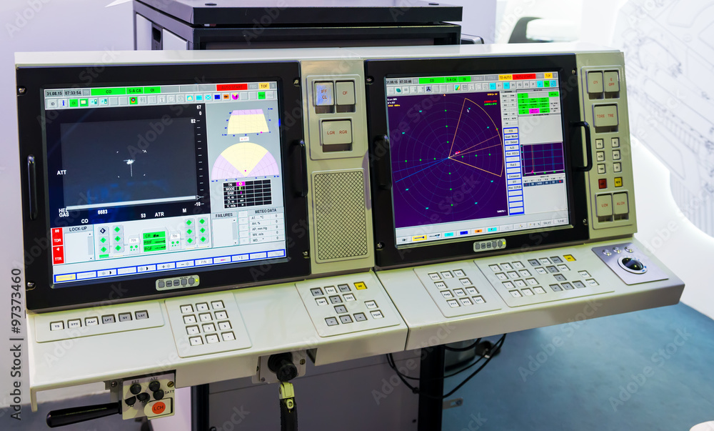 Control panel with radar screen Stock Photo | Adobe Stock