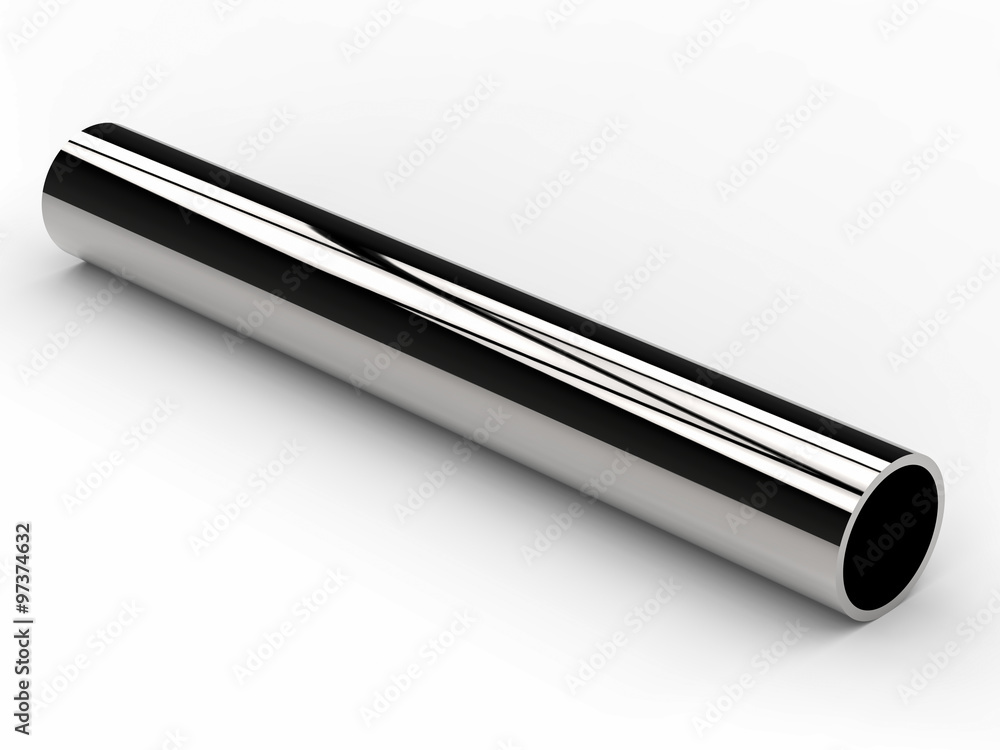 3d rendered shiny metal pipe isolated on white Stock Illustration ...