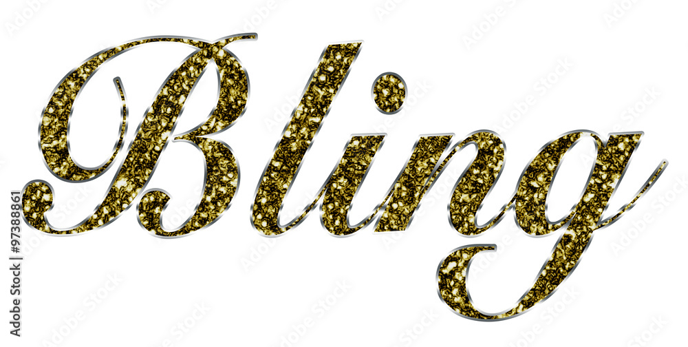 The word Bling made of golden shiny gold Jewelry Stock Illustration ...