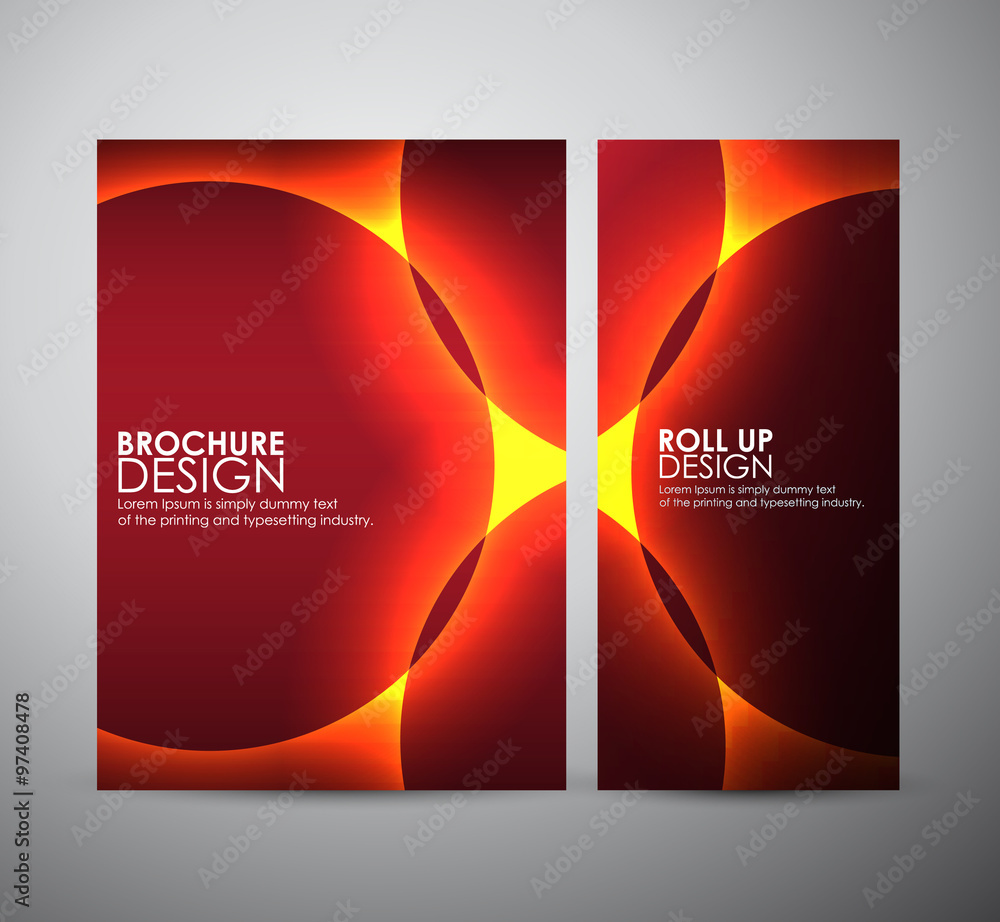 Brochure business design light effects on round template or roll up ...