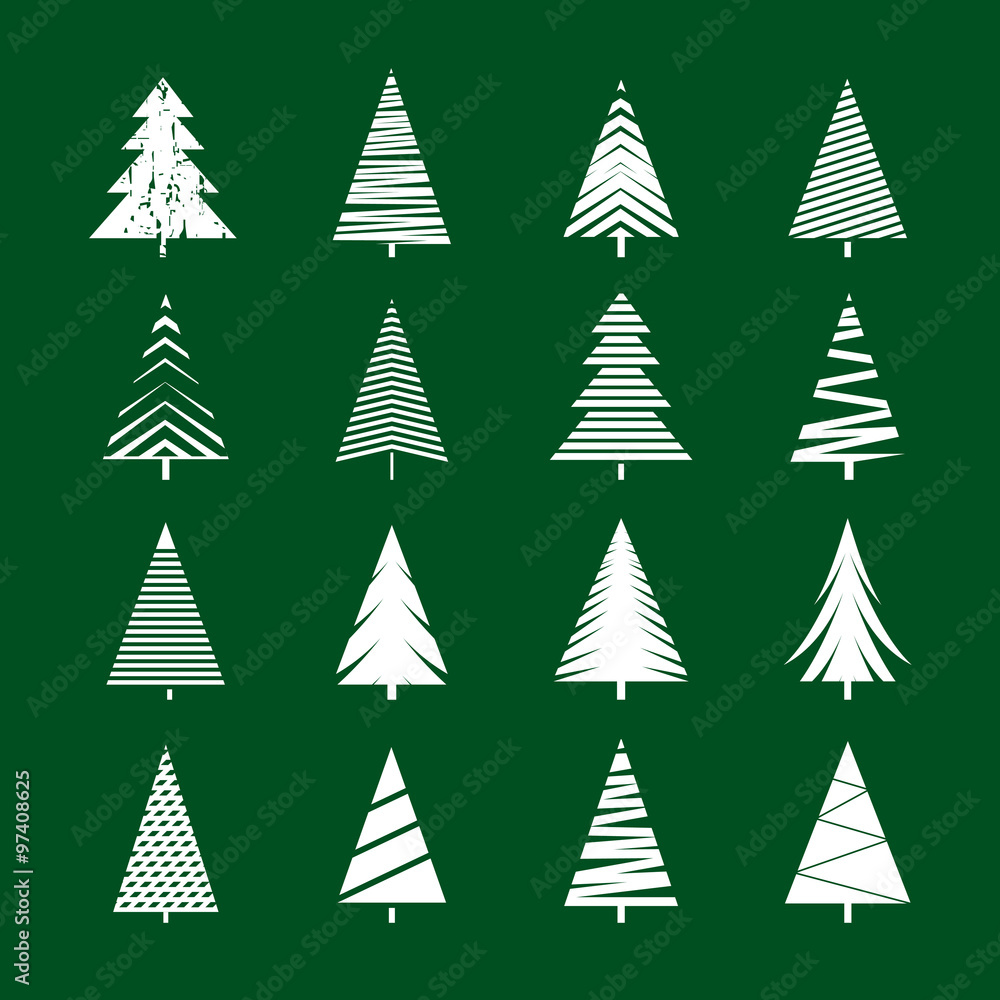 White Christmas Tree Vector