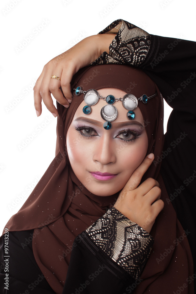 Malaysian malay woman posing with different normal and smiling ...