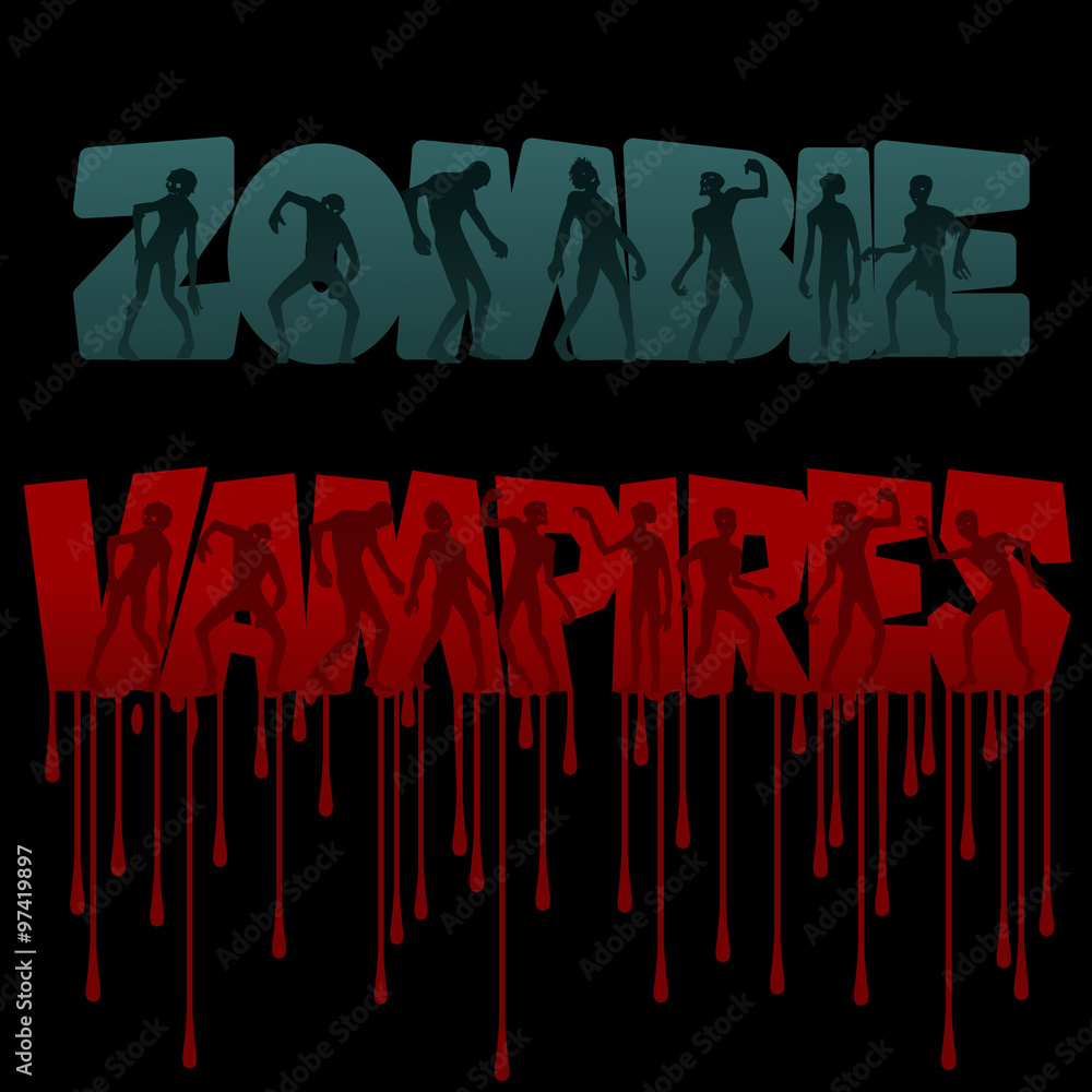 Zombie and vampire party invitation background. Vampires and Zombie ...
