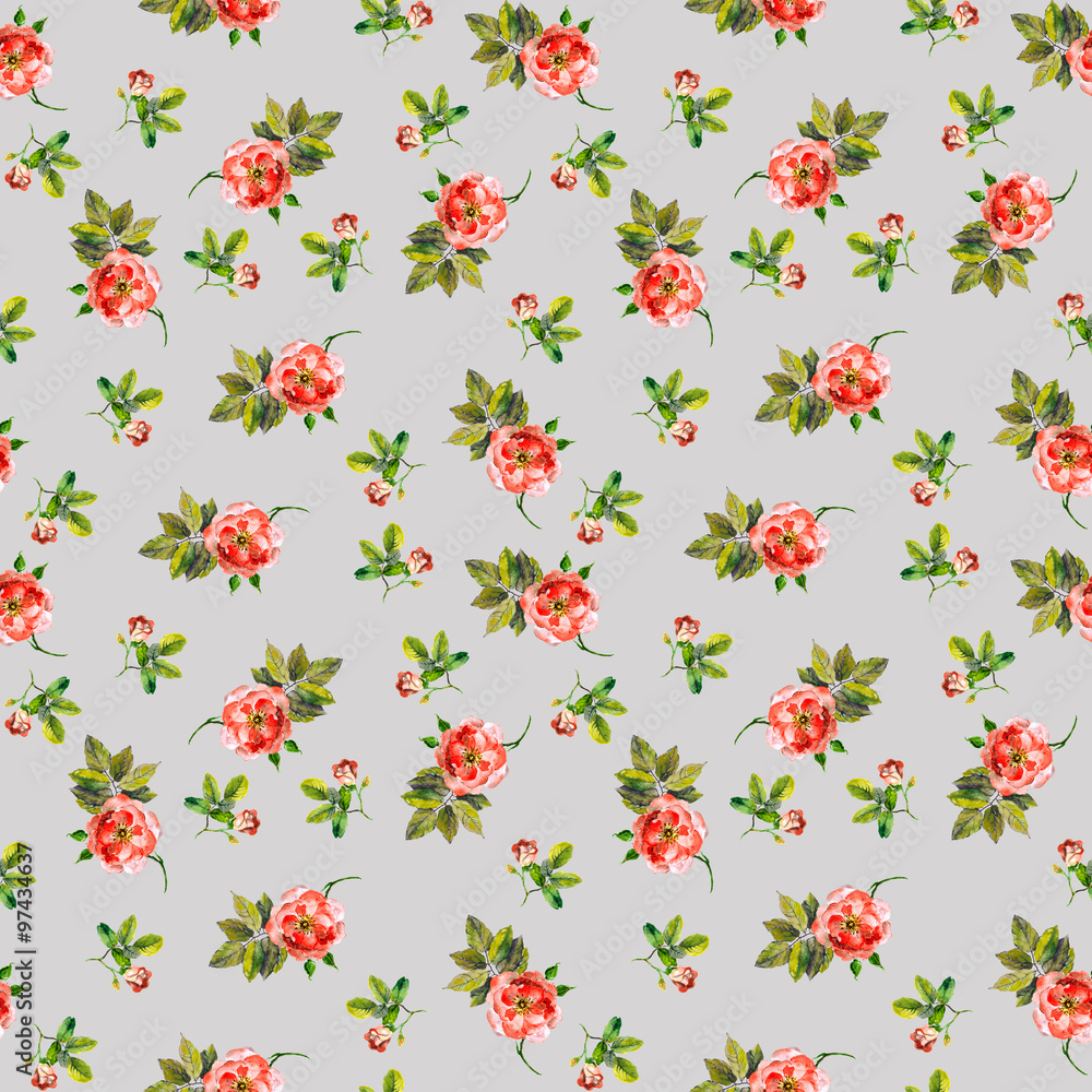 Seamless floral textile design with small flowers roses Stock ...