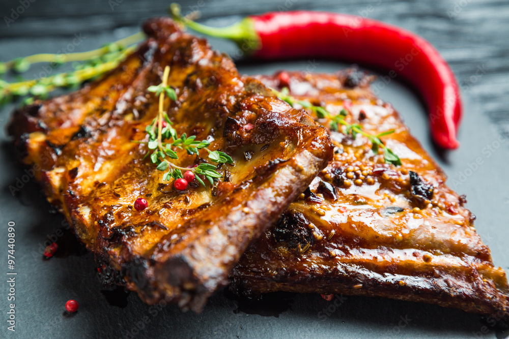 grilled ribs Stock Photo | Adobe Stock