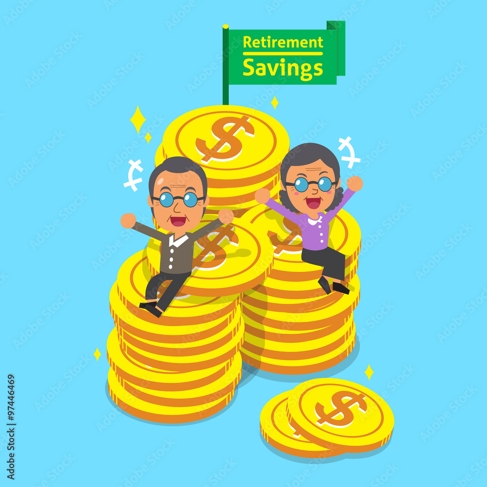Cartoon senior people with retirement savings Stock Vector | Adobe Stock