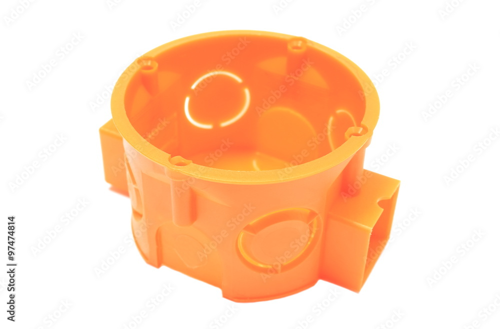 Orange electrical box on white background Stock Photo | Adobe Stock