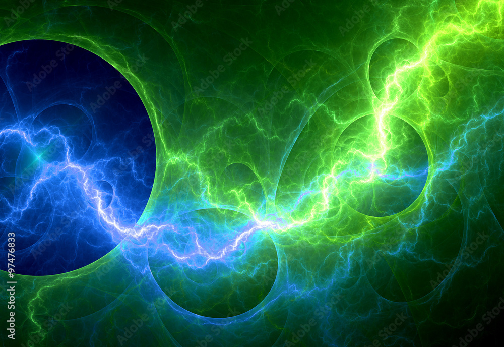 Green and cyan electric lighting, abstract electrical background Stock ...