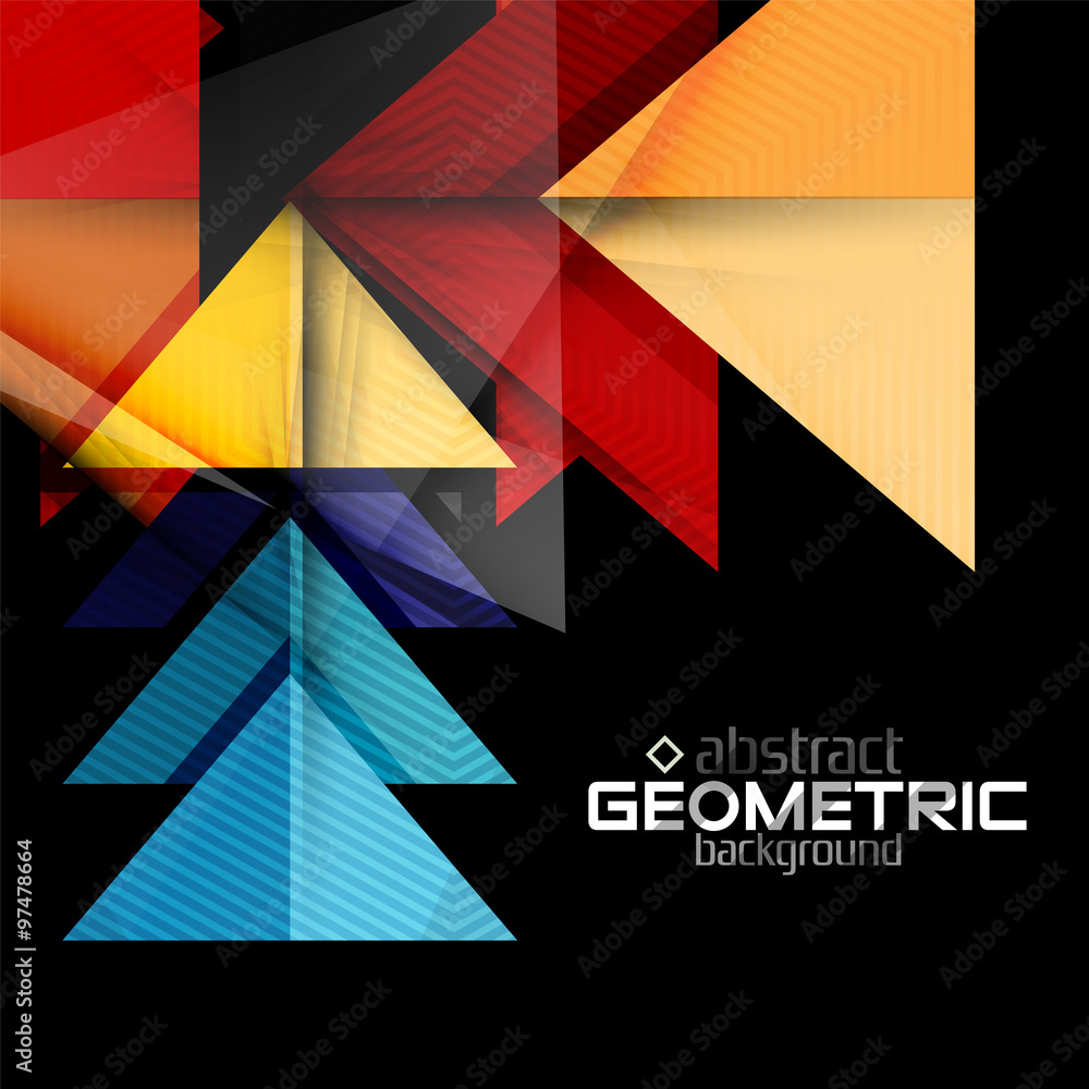 Vector color geometric shapes on black background Stock Vector | Adobe ...