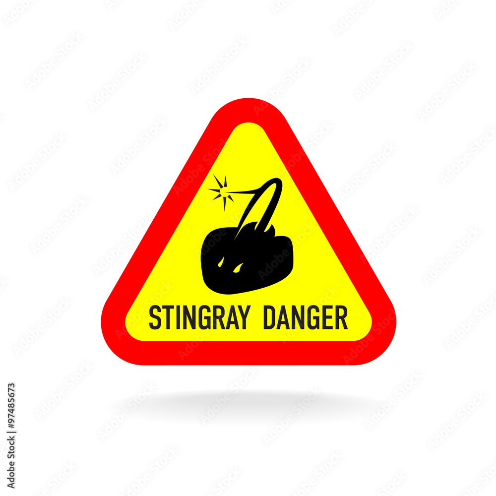 Stingray warning symbol. Triangle sign with silhouette and text. Stock ...