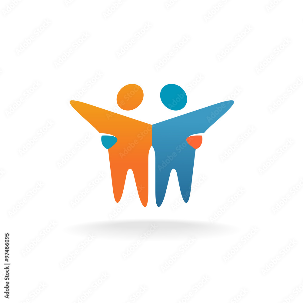 Two friends logo. People teamwork concept symbol. Stock Vector | Adobe ...