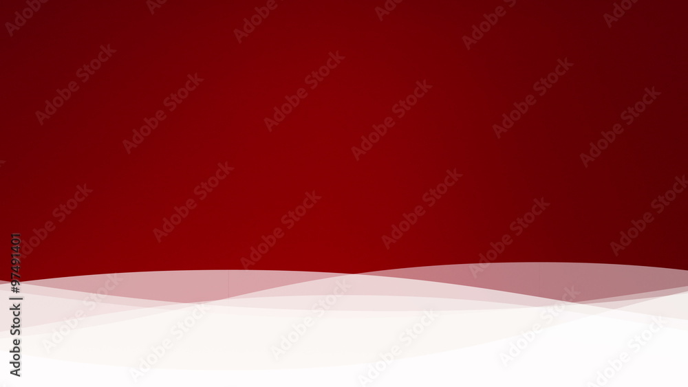 Abstract transparent white waves in motion on red background. Loop ...