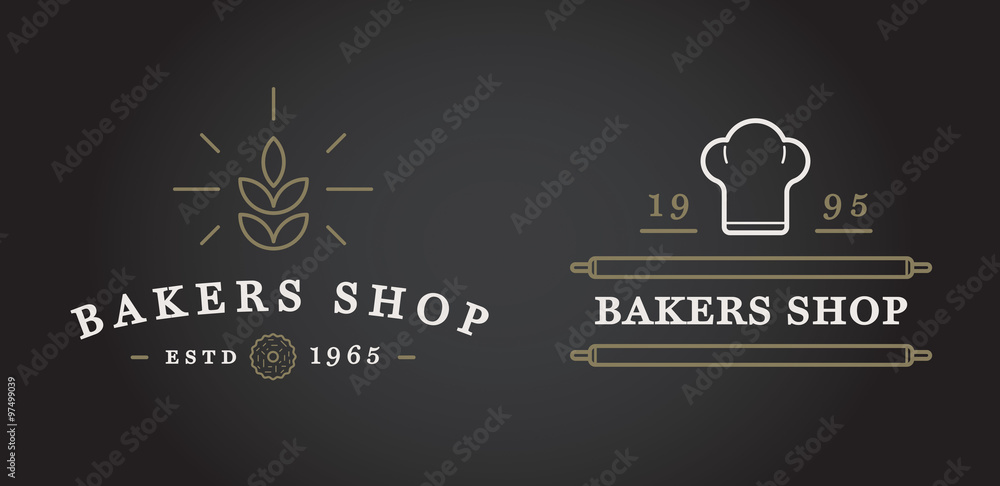 Set of Vector Bakery Pastry Elements and Bread Icons Illustration can ...